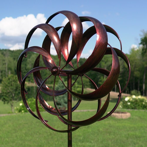 14 Hanging Pounded Copper Kinetic Wind Sculpture Double - Etsy
