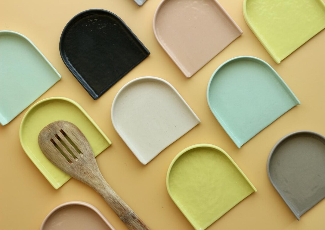 Handmade Porcelain Spoon Rest - Colorful Modern Kitchen Counter ...