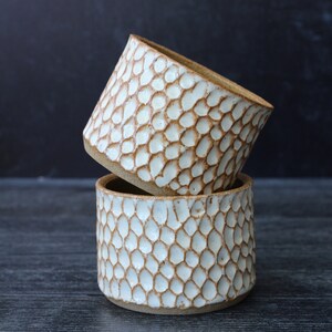 Carved Ceramic Planters Handmade Planters or Small Pots With Toasted ...