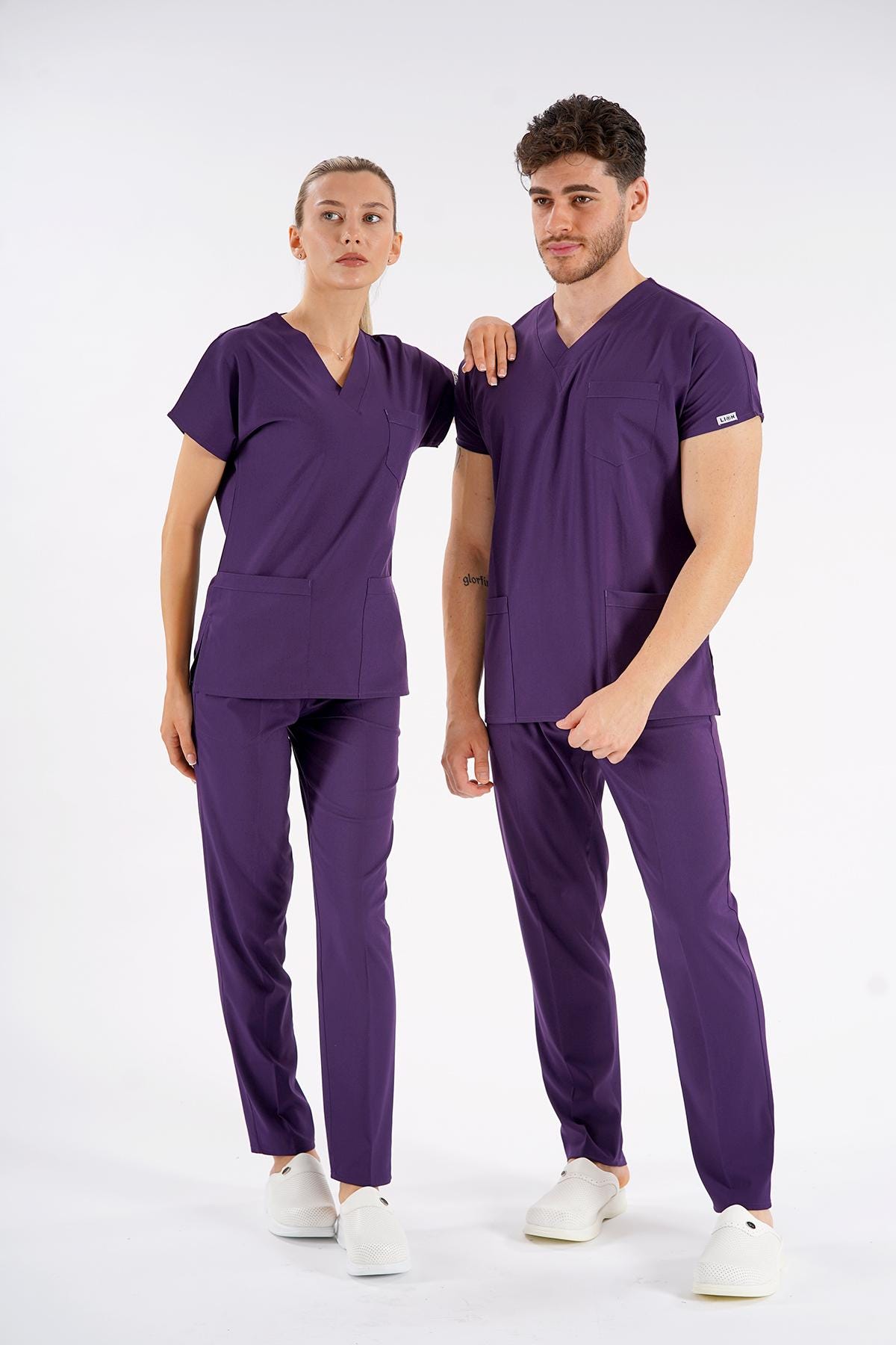 Purple Scrub Set | Lycra Medical Nurse Uniform & Doctors | V-neck ...