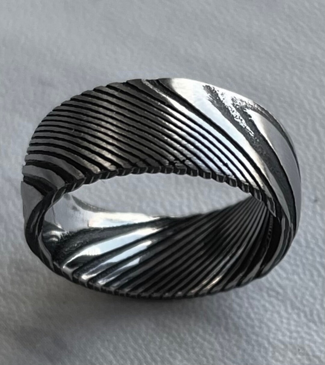 Beskar Ring Damascus Steel Wedding Band Steel Engagement Ring. - Etsy