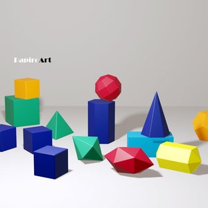 Geometric Figure Papercraft, 12 Types, 3D, DIY, Training Templates - Etsy