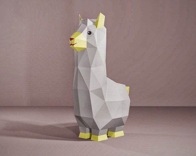 Papercraft 3D Llama Template, Printable Paper Toy Decor for on the Desk ...
