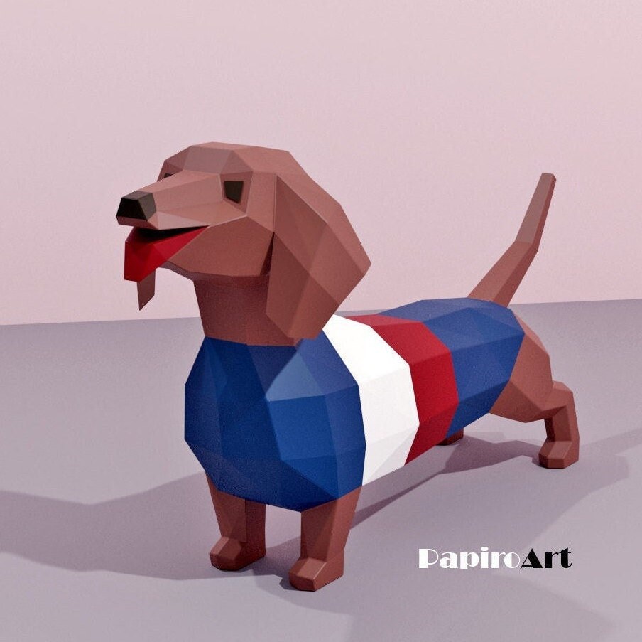 CUTE Dachshund, Papercraft Dog, Paper Gift, 3D Paper Dog, DIY Dog - Etsy