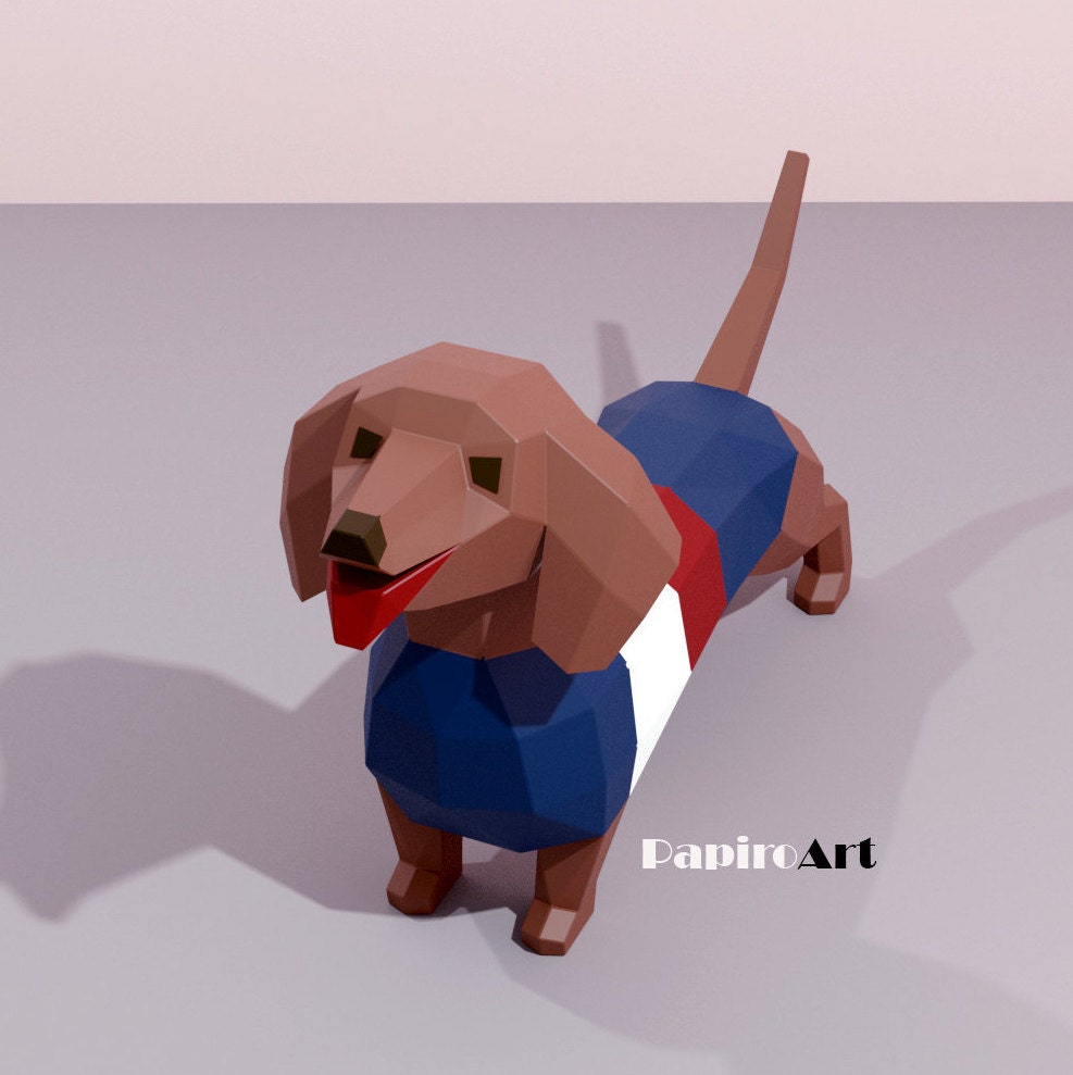 CUTE Dachshund Papercraft Dog Paper Gift 3D Paper Dog DIY - Etsy