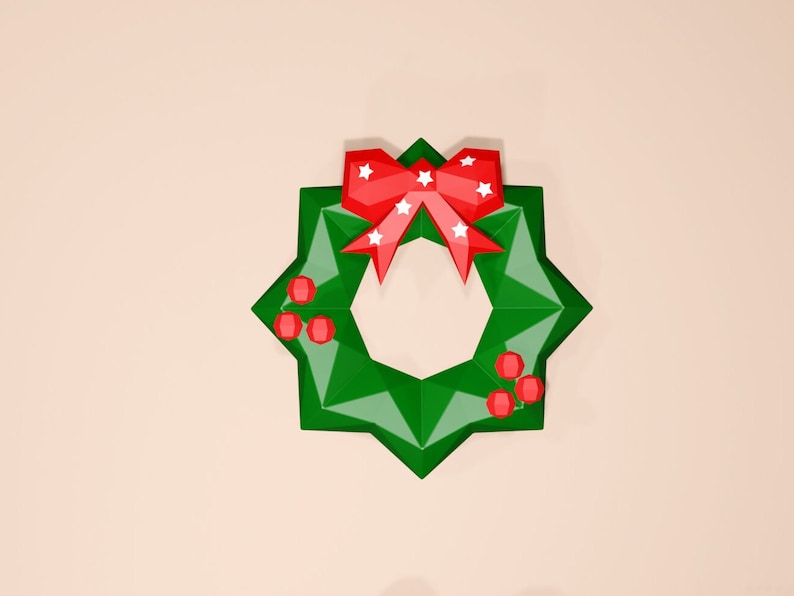 Wreath for Door, Papercraft Wreath, 3D Wreath, Christmas Decor, DIY ...