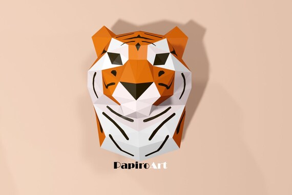 Tiger Head 2 Cize Papercraft Tiger Tiger on the Wall Low | Etsy