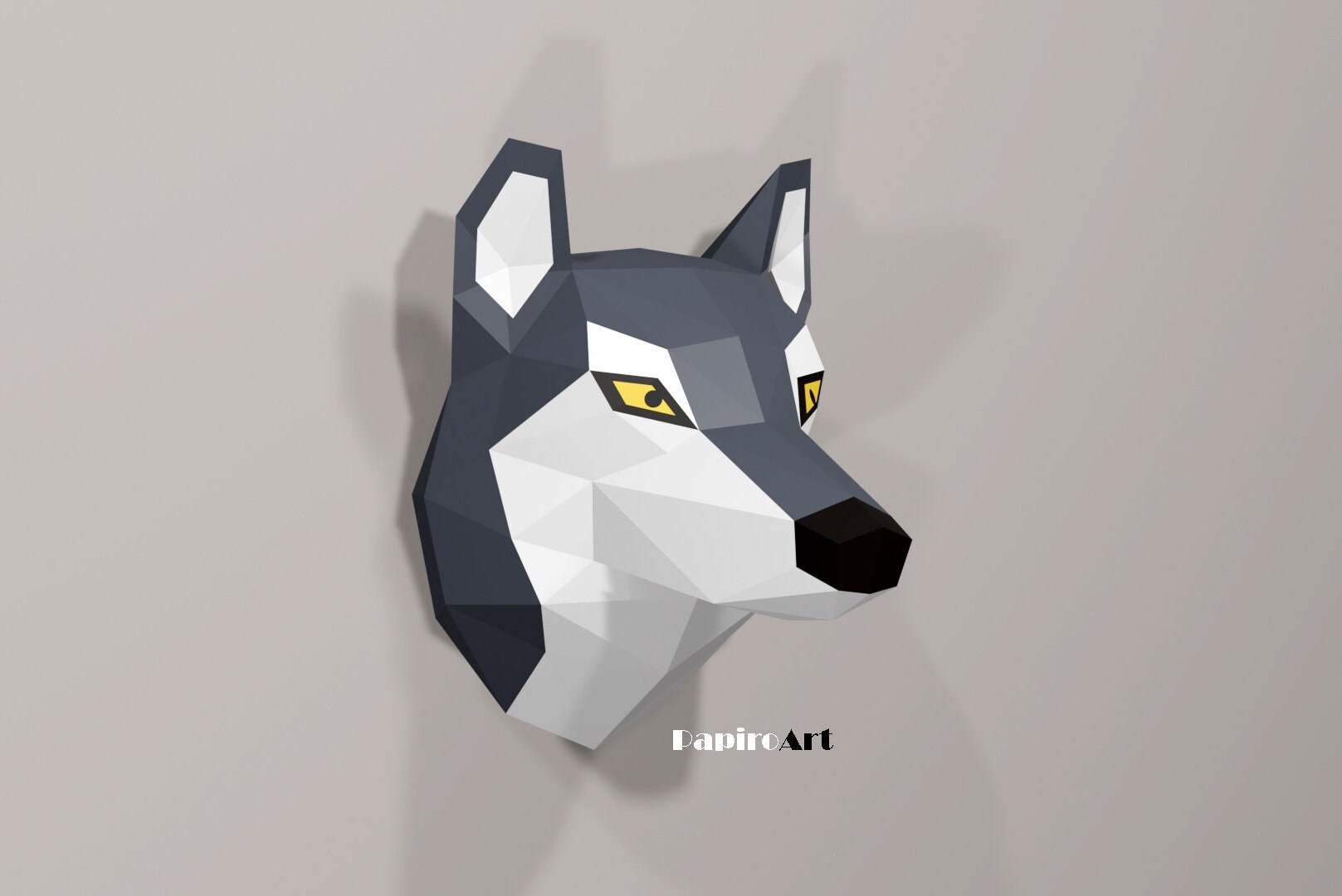 Wolf Grey Wolf Papercraft Wolf Wolf Head Low Poly DIY | Etsy