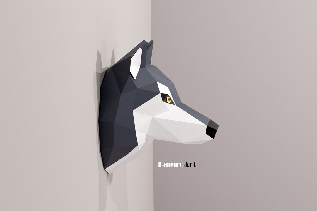 Wolf, Grey Wolf, Papercraft Wolf, Wolf Head, Low Poly, DIY, Paper Wolf ...
