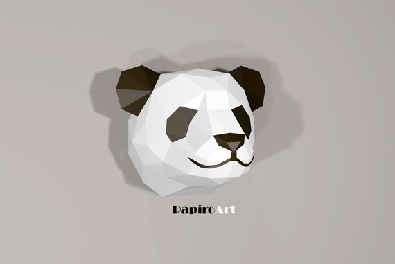 Panda Papercraft Panda Panda Head Low Poly DIY Sculpture - Etsy