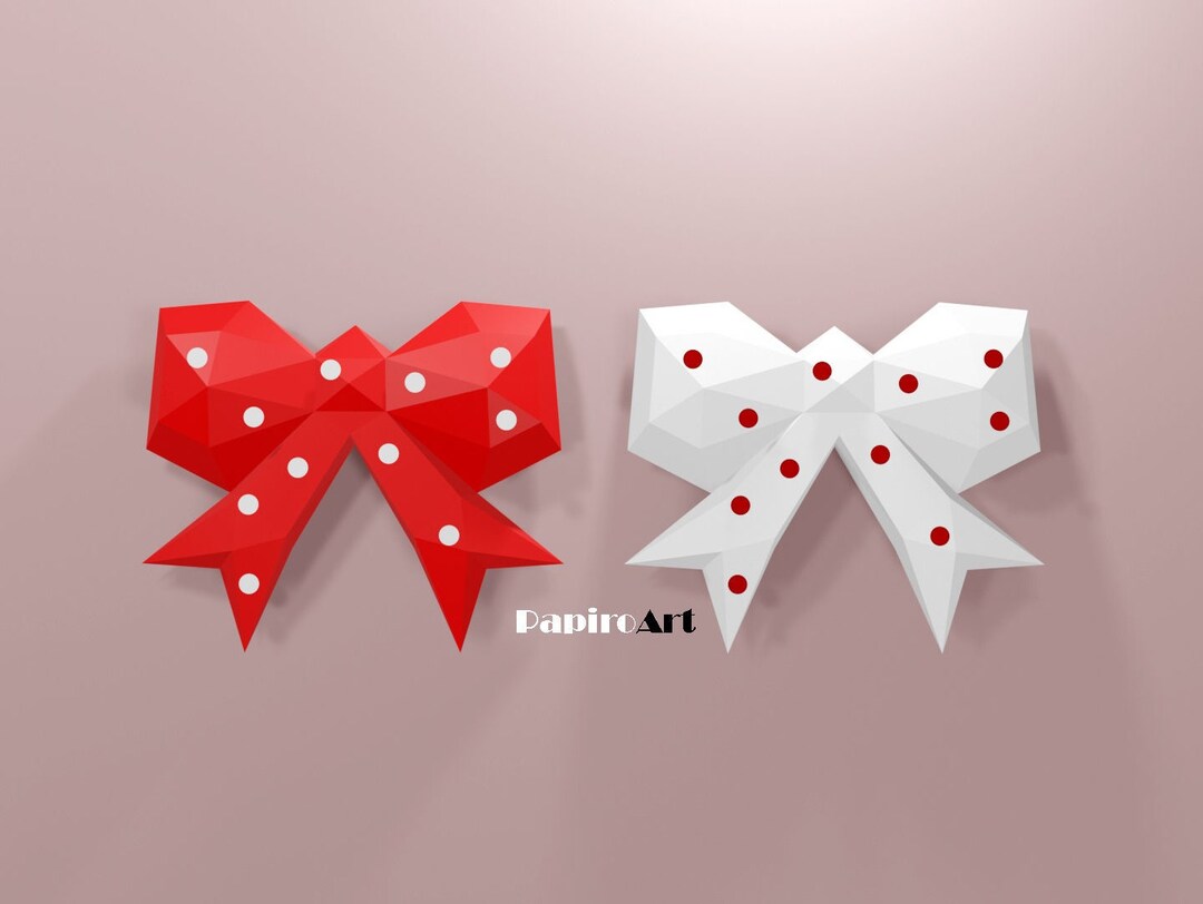 Cute Ribbon, 2 Size, Bow, Papercraft Ribbon, Ribbon on the Wall, 3D ...