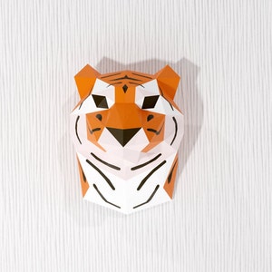 Tiger, Head, 2 Cize, Papercraft Tiger, Tiger on the Wall, Low Poly, DIY ...