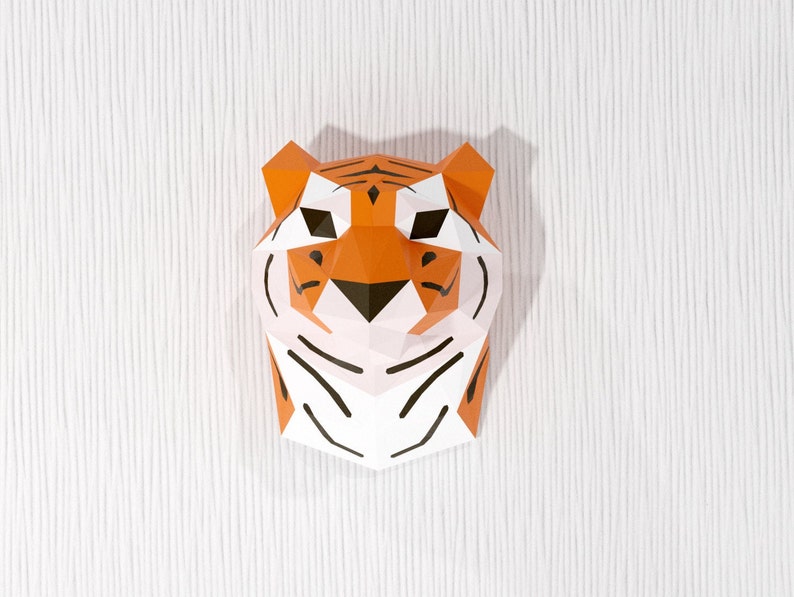 Tiger Head 2 Cize Papercraft Tiger Tiger on the Wall Low - Etsy