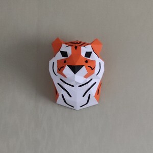 Tiger, Head, 2 Cize, Papercraft Tiger, Tiger on the Wall, Low Poly, DIY ...