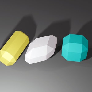 Crystal, Diamonds Papercraft, 3 Types, Diamond, 3D, DIY Brilliant, Gem ...