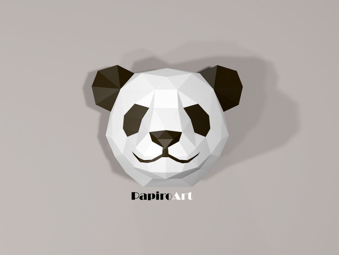 Panda, Papercraft Panda, Panda Head, Low Poly, DIY, Sculpture, Pattern ...
