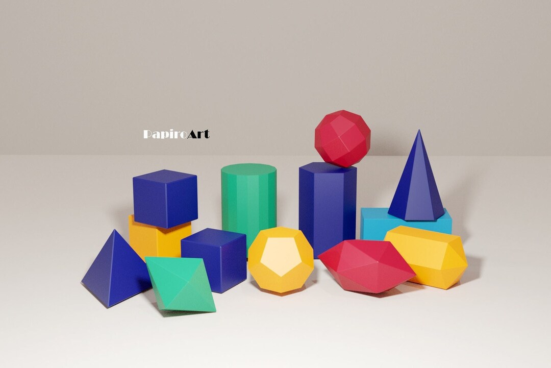 Geometric Figure Papercraft, 12 Types, 3D, DIY, Training Templates - Etsy