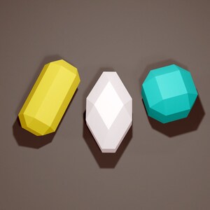 Crystal, Diamonds Papercraft, 3 Types, Diamond, 3D, DIY Brilliant, Gem ...