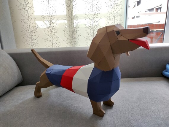 CUTE Dachshund Papercraft Dog Paper Gift 3D Paper Dog DIY | Etsy