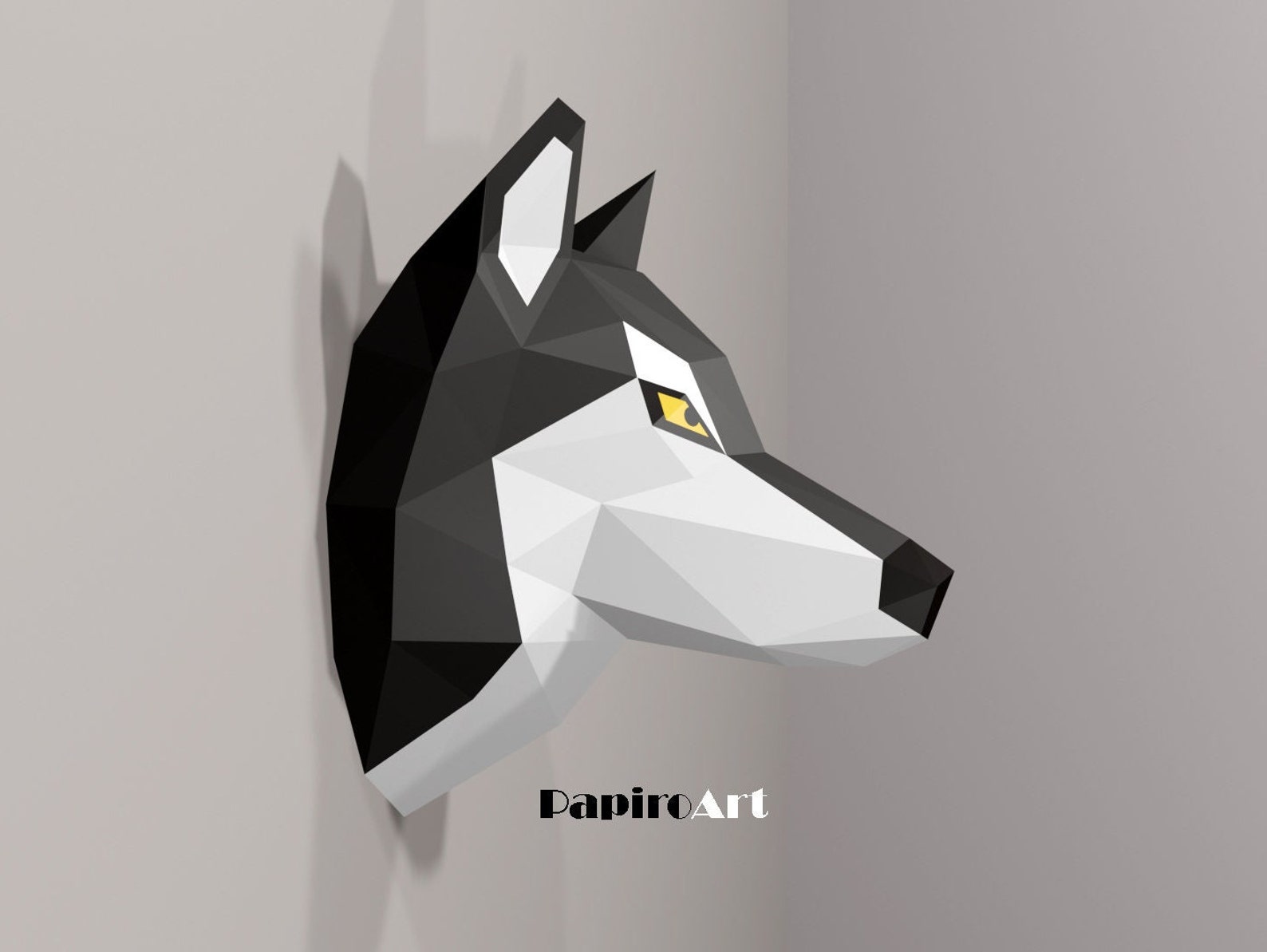 Wolf Grey Wolf Papercraft Wolf Wolf Head Low Poly DIY - Etsy