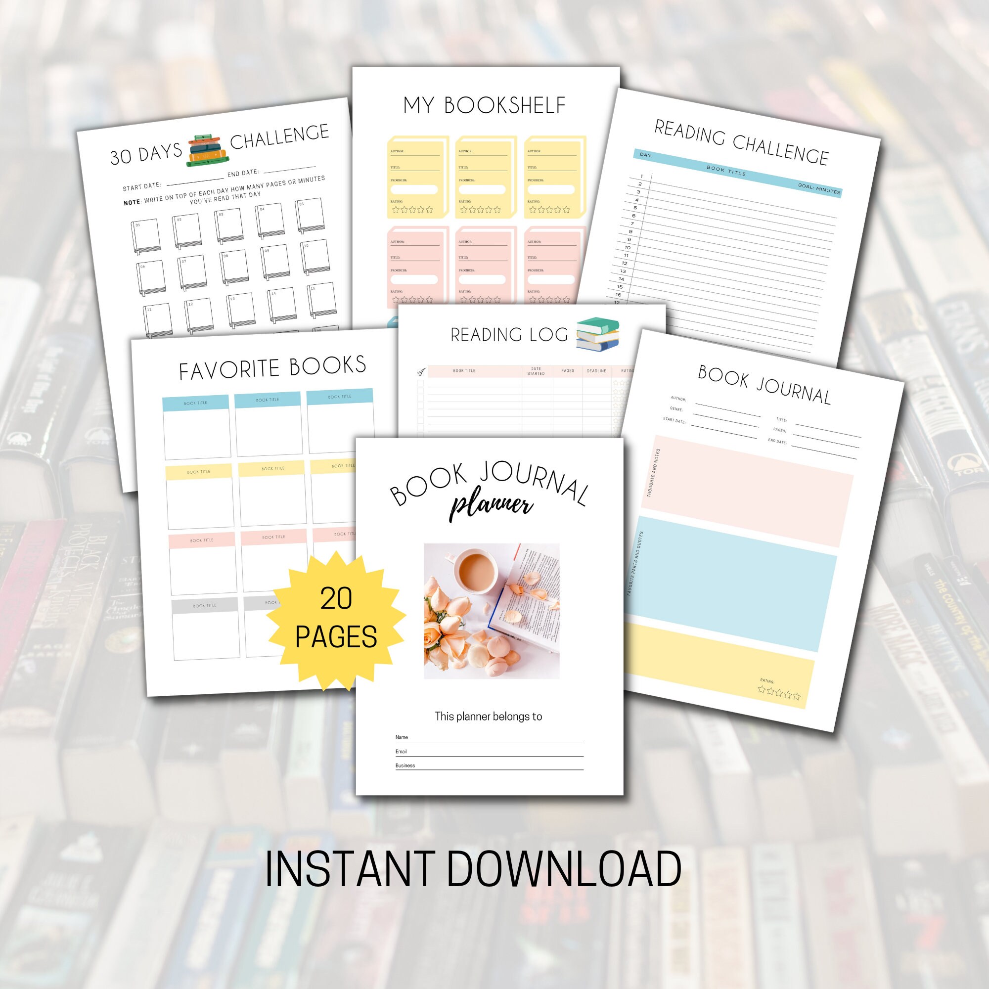 Book Journal Printable, Printable Reading Journal, Reading Tracker, Book Journal for Book Lovers ...