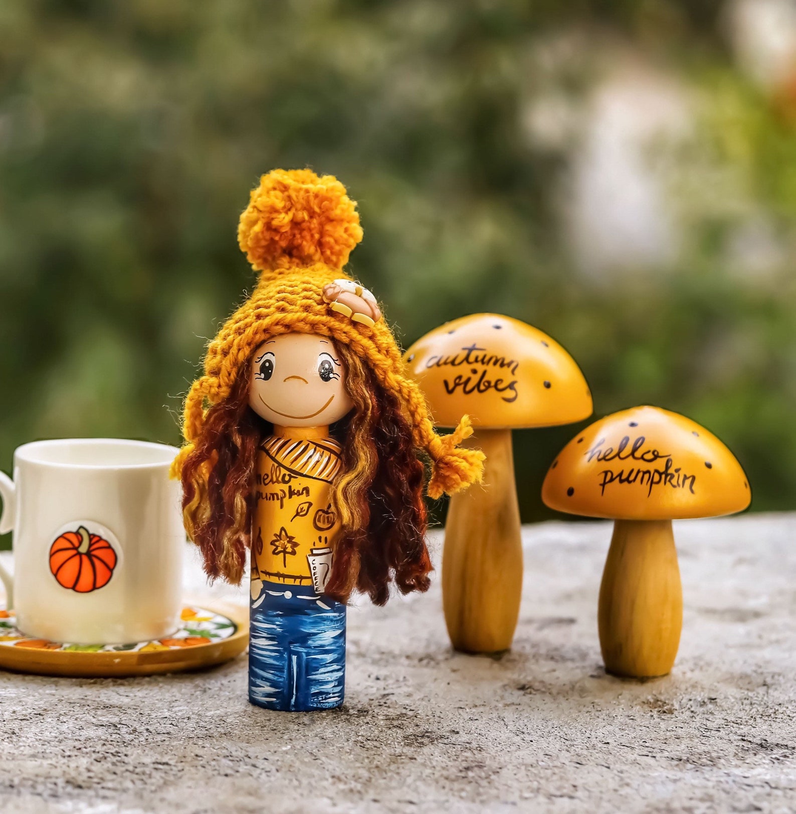 Pumpkin Spice Autumn Peg Doll , Fall Peg Doll , Coffee Lover Peg Doll ...