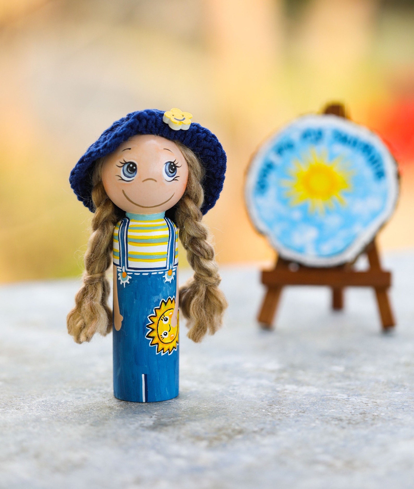 Summer Themed Peg Doll My Little Sunshine Doll Art Doll - Etsy