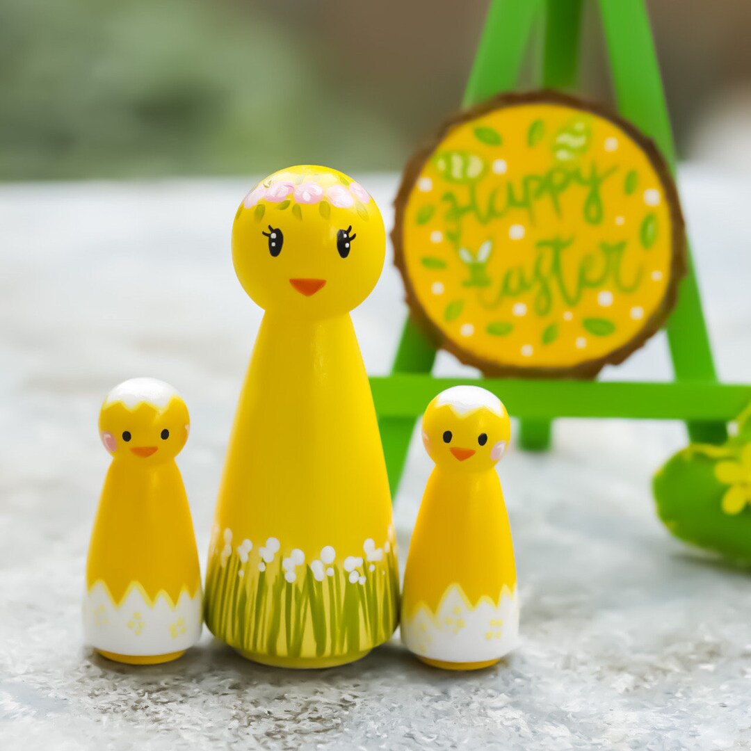 Easter Peg Dolls , Chicken Peg Doll Set , Animal Peg Dolls - Etsy