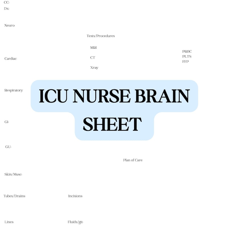 ICU Simple Report Sheet; Nurse's Brain, PDF Printable Digital Download ...