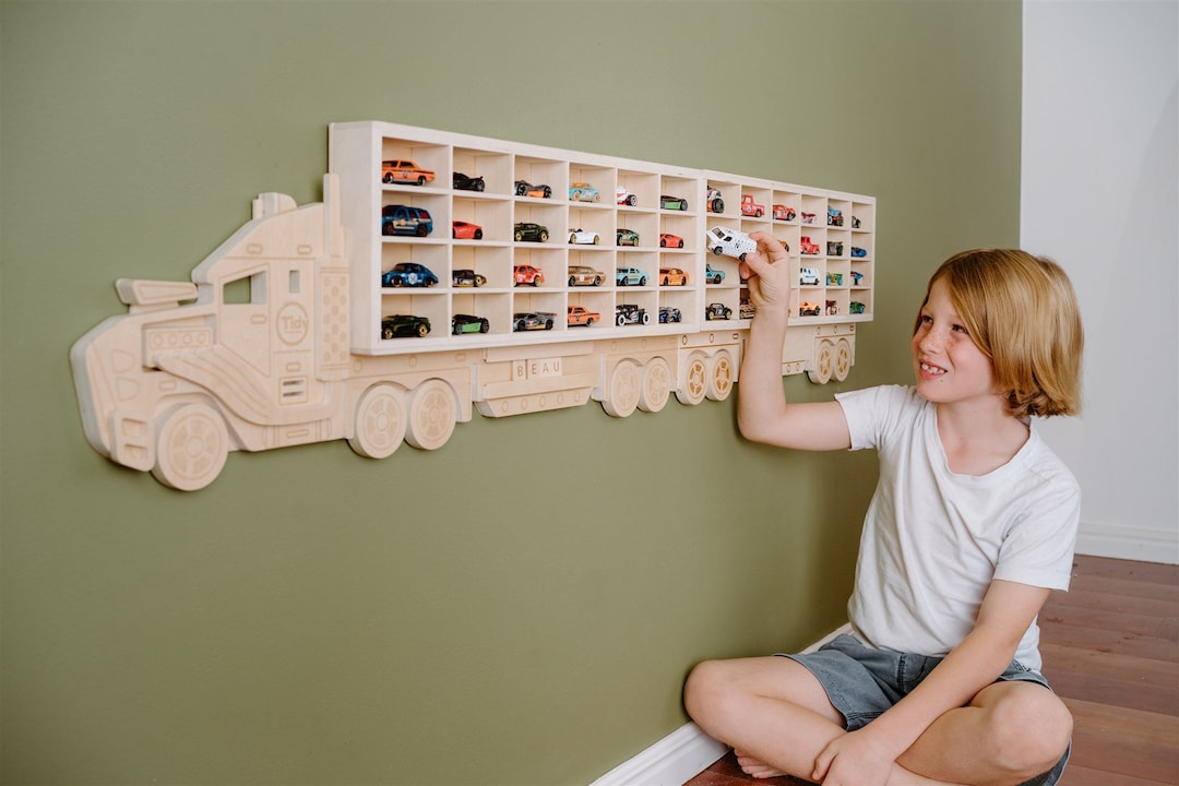 Wood Toy Car Storage Organizers – Matchbox & Hot Wheels Car Compatible ...