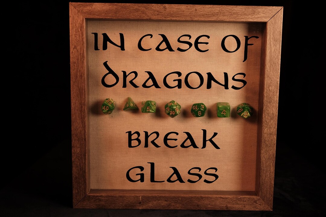 In Case of Dragons Break Glass Shadow Box With Dice, Gift for Nerds ...
