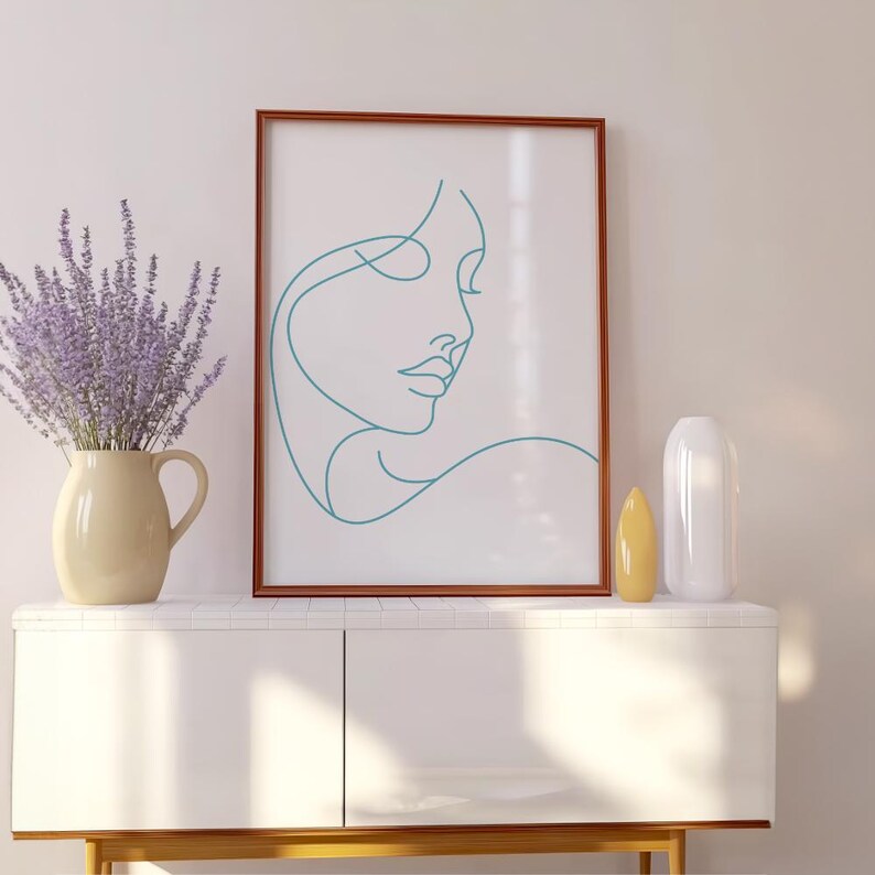 Minimalist Face Portrait - Single Line, Simple Wall Art - Etsy