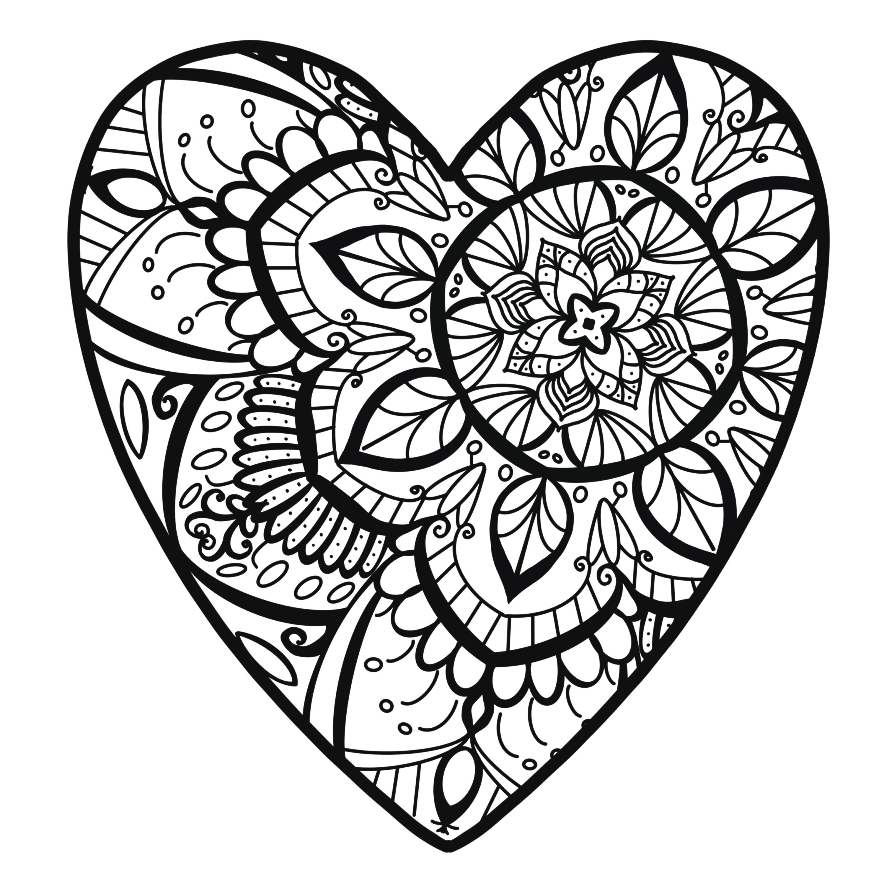Mandala in Heart Coloring Page - Etsy