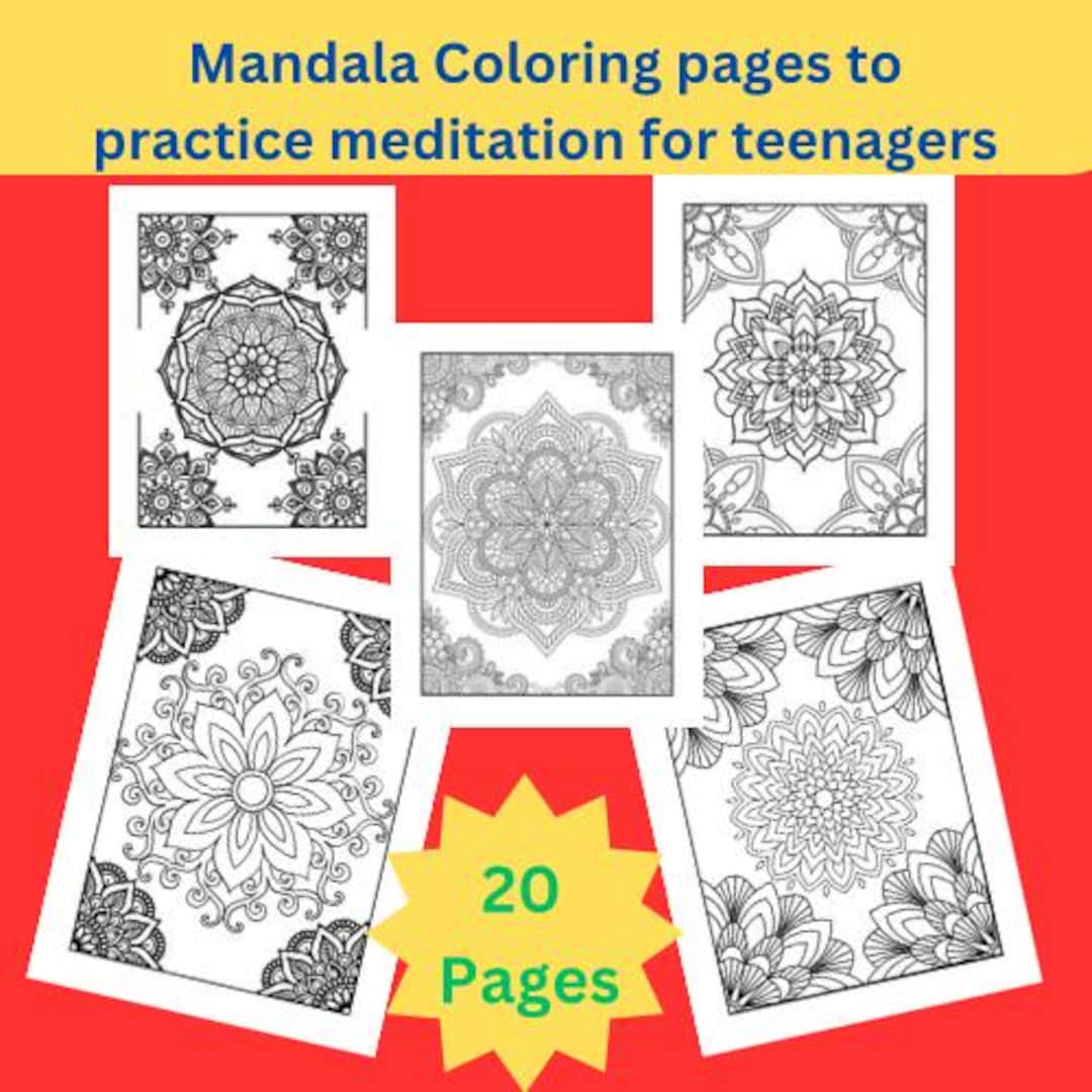 Mandala Coloring Pages to Practice Meditation for Teenagers. - Etsy