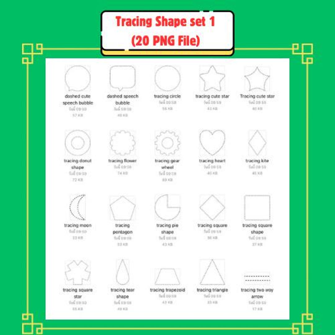 Tracing Shapes for Kids Set 1 (20 PNG FILES) - Etsy