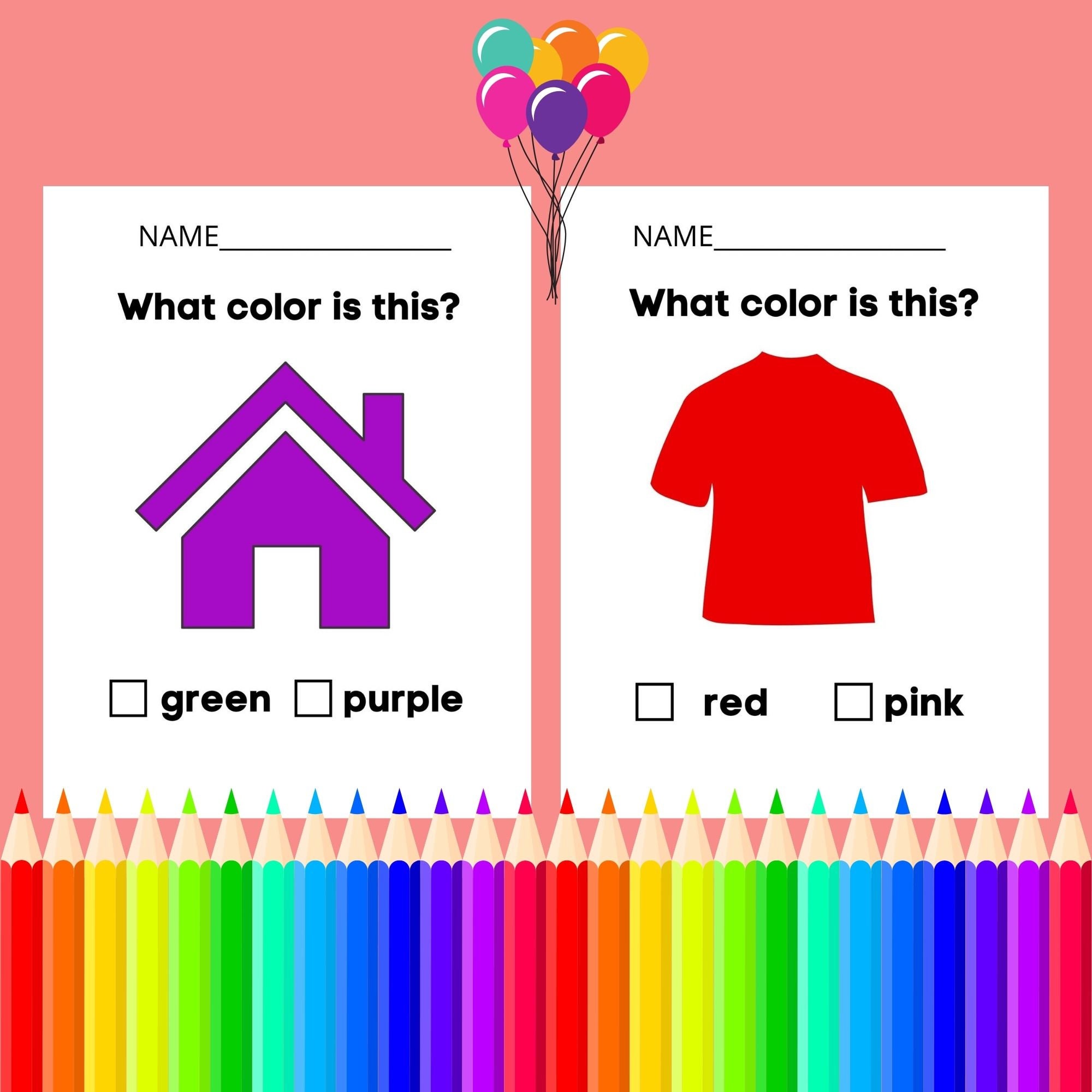 Use Color Words Worksheet for Kids - Etsy