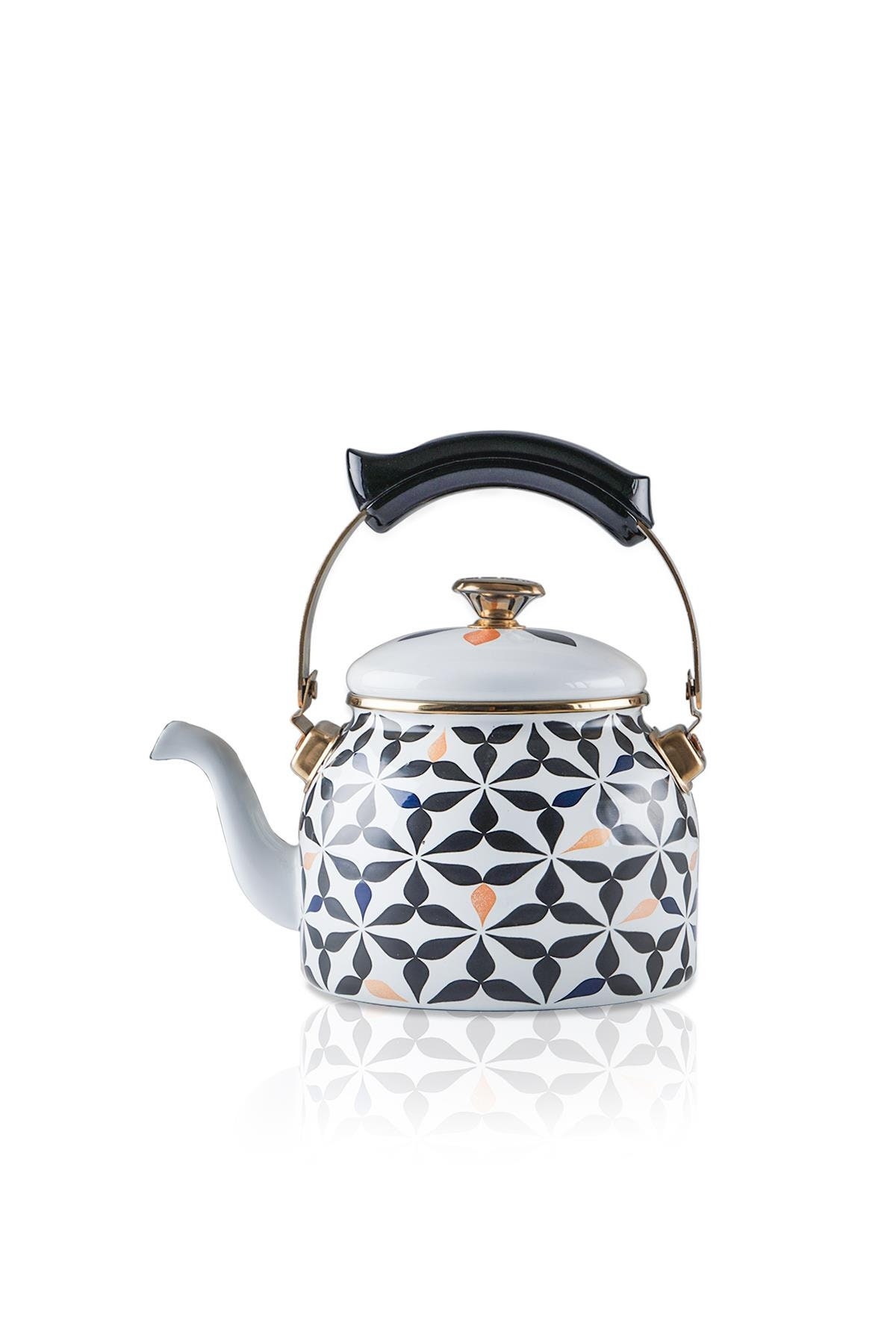 Checkered Enamel Teapot, 2250 Ml (76oz), Stylish Teapot for the Kitchen ...