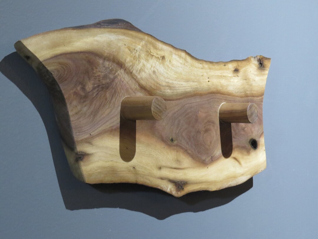 Coat Rack, Black Walnut 2 Peg Coat Rack, Live Edge Coat Rack, Wall ...