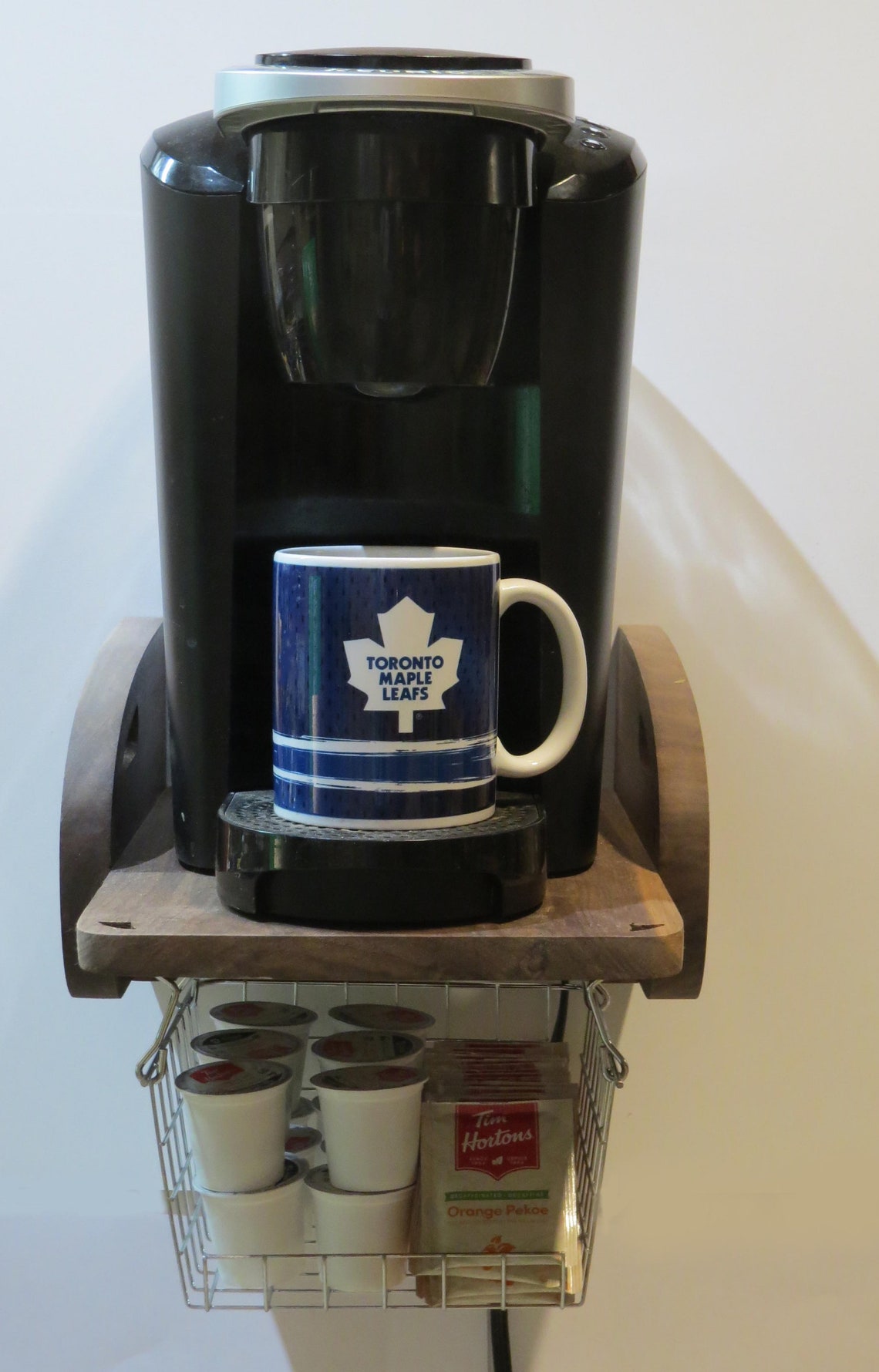 Coffee Station Wall Mount Coffee Shelf With Hanging Wire - Etsy