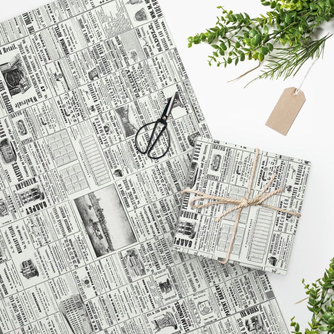 Vintage Newspaper Print Wrapping Paper - Etsy
