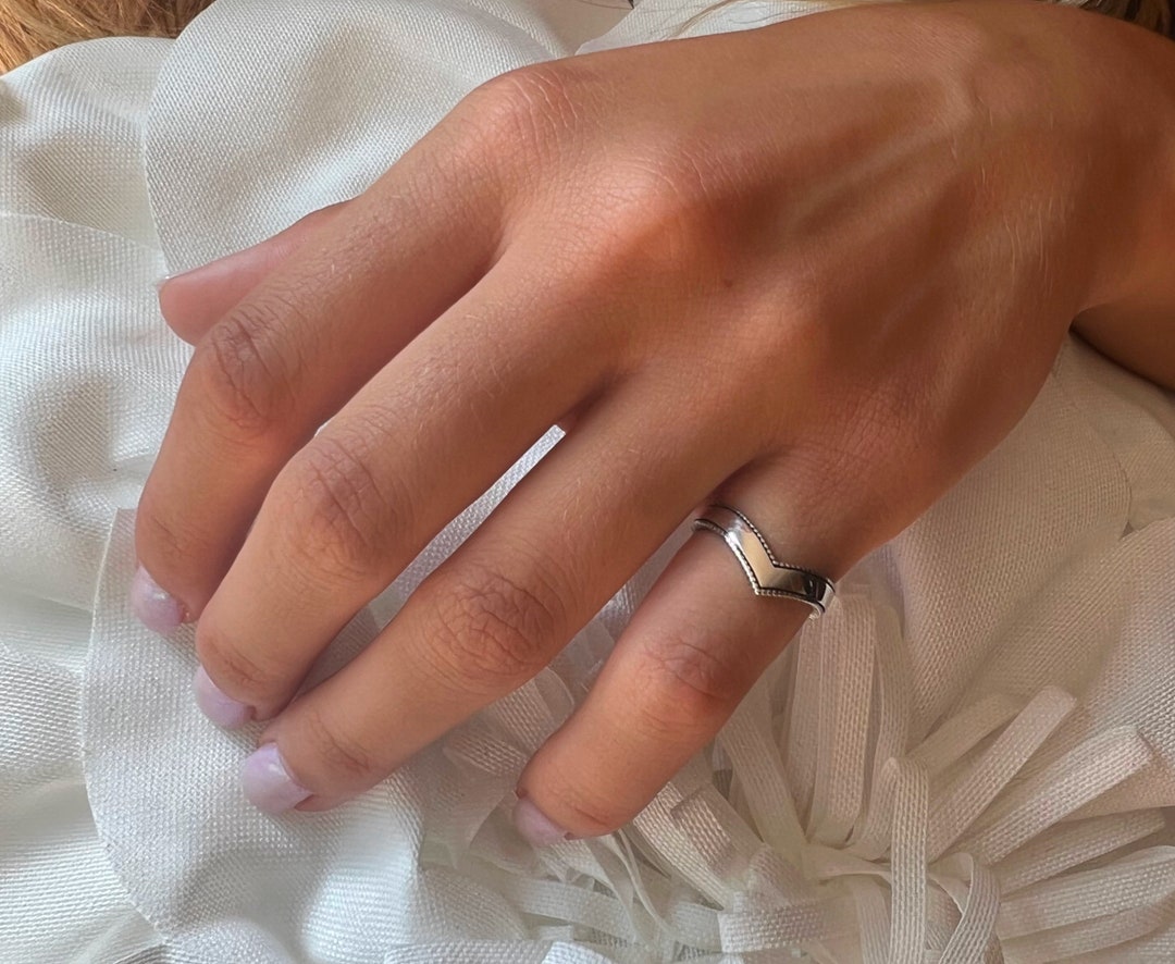 Sterling Silver Chevron Stacking Ring, .925 Silver - Etsy