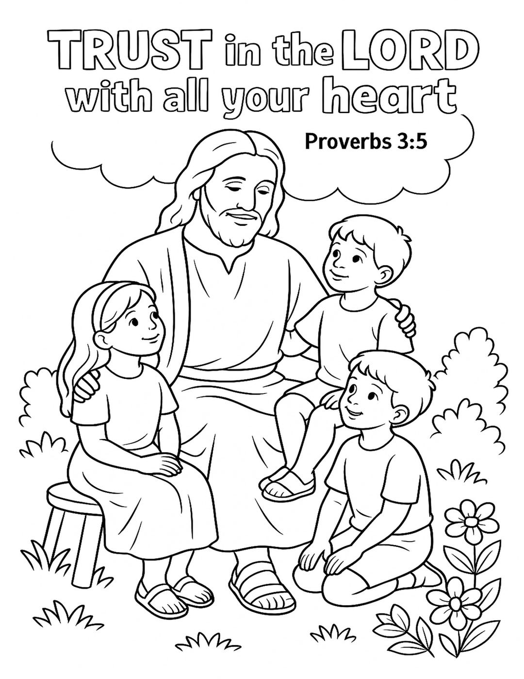 Inspirational Coloring Page With Scripture, 8.5x11 Coloring Page ...