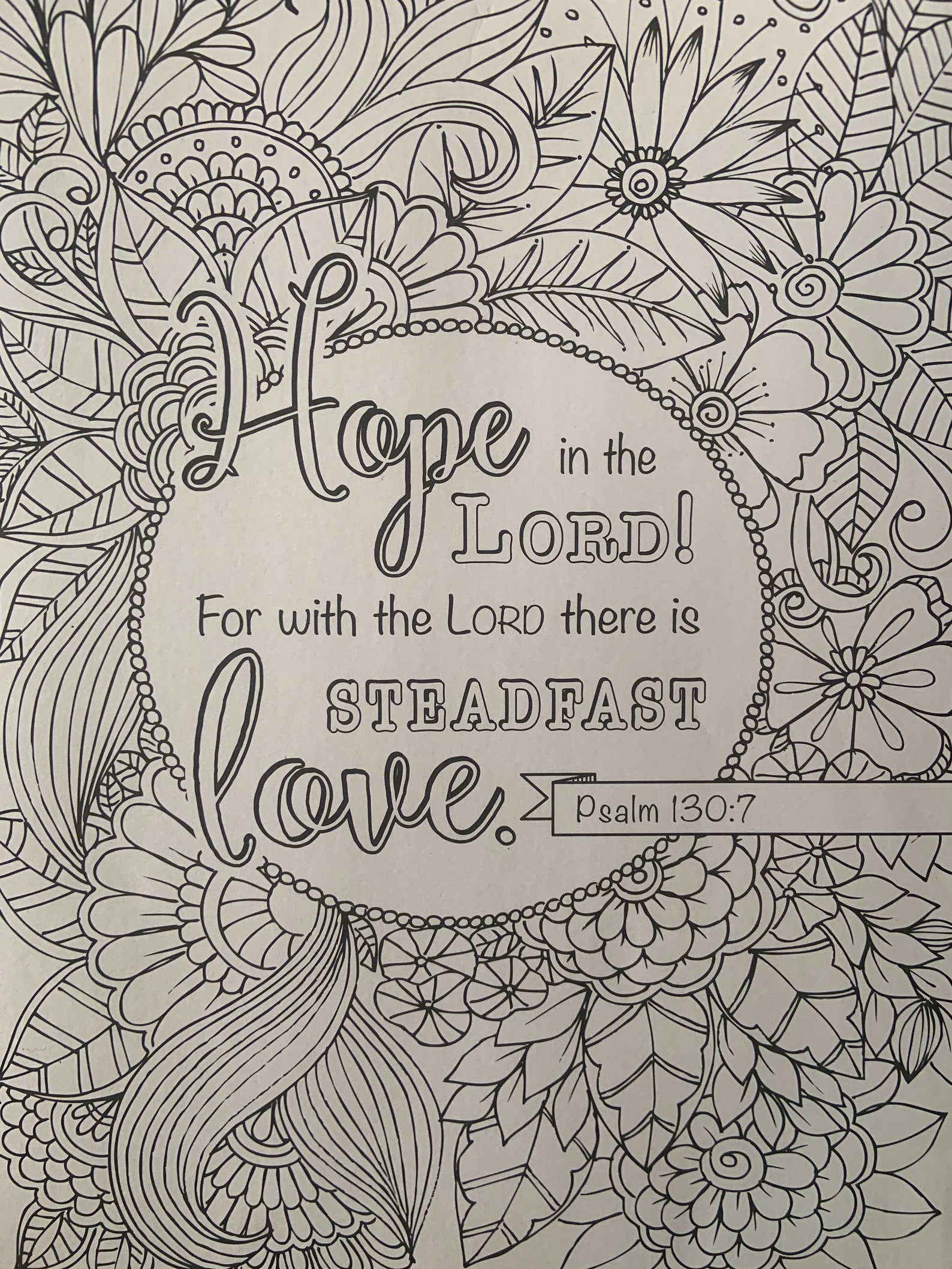 Christian Coloring Page, Coloring Page With Scripture, Flowers, Hope in ...