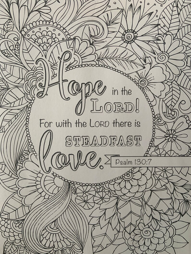 Christian Coloring Page, Coloring Page With Scripture, Flowers, Hope in ...