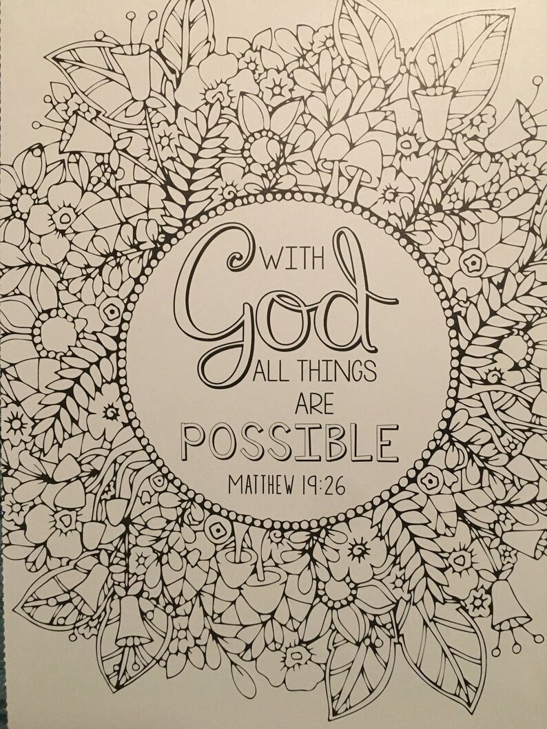 Christian Printable Coloring Pages Instant Download Big Print ...