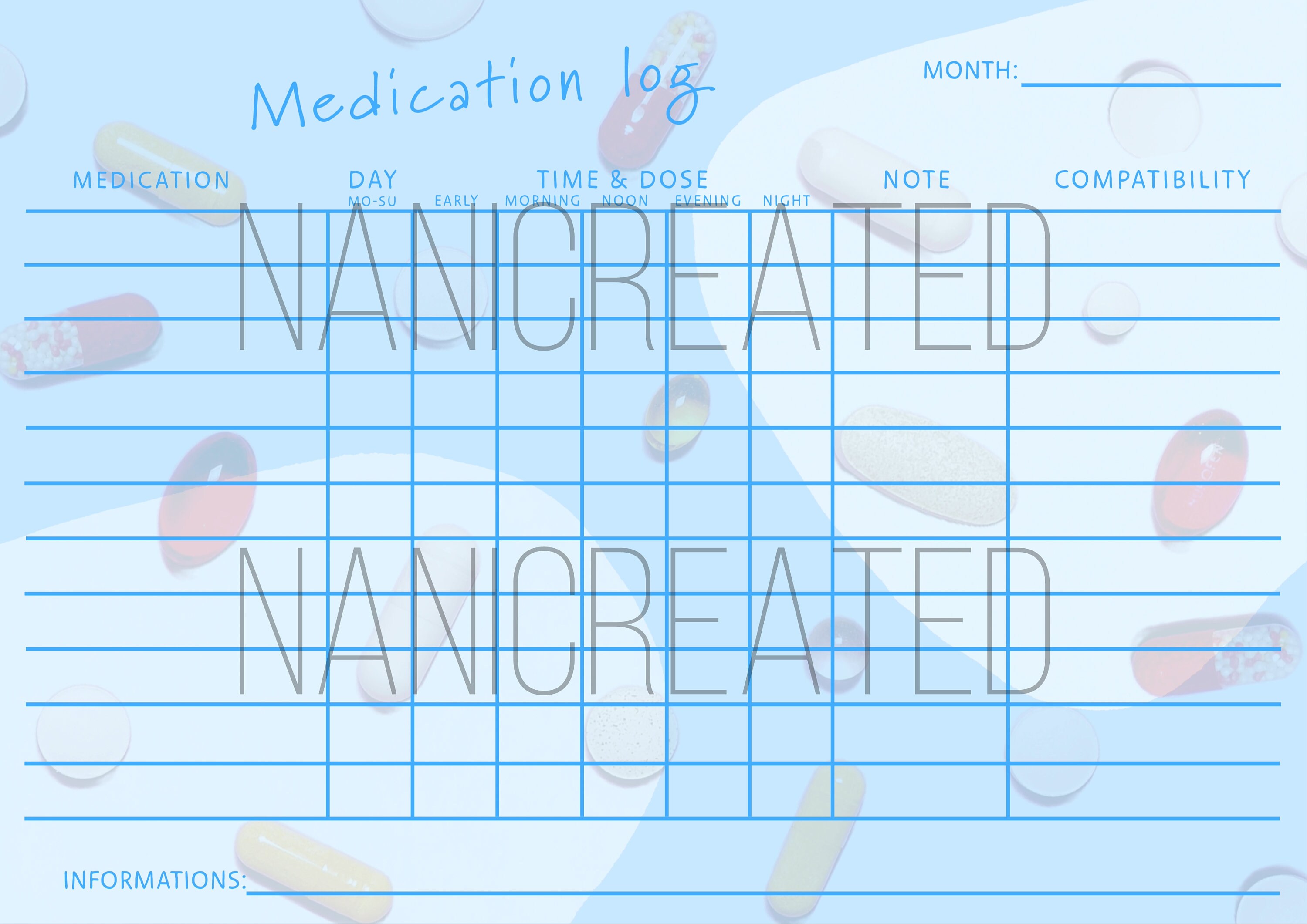 Medication Schedule Medication Log Tablets and Medications - Etsy