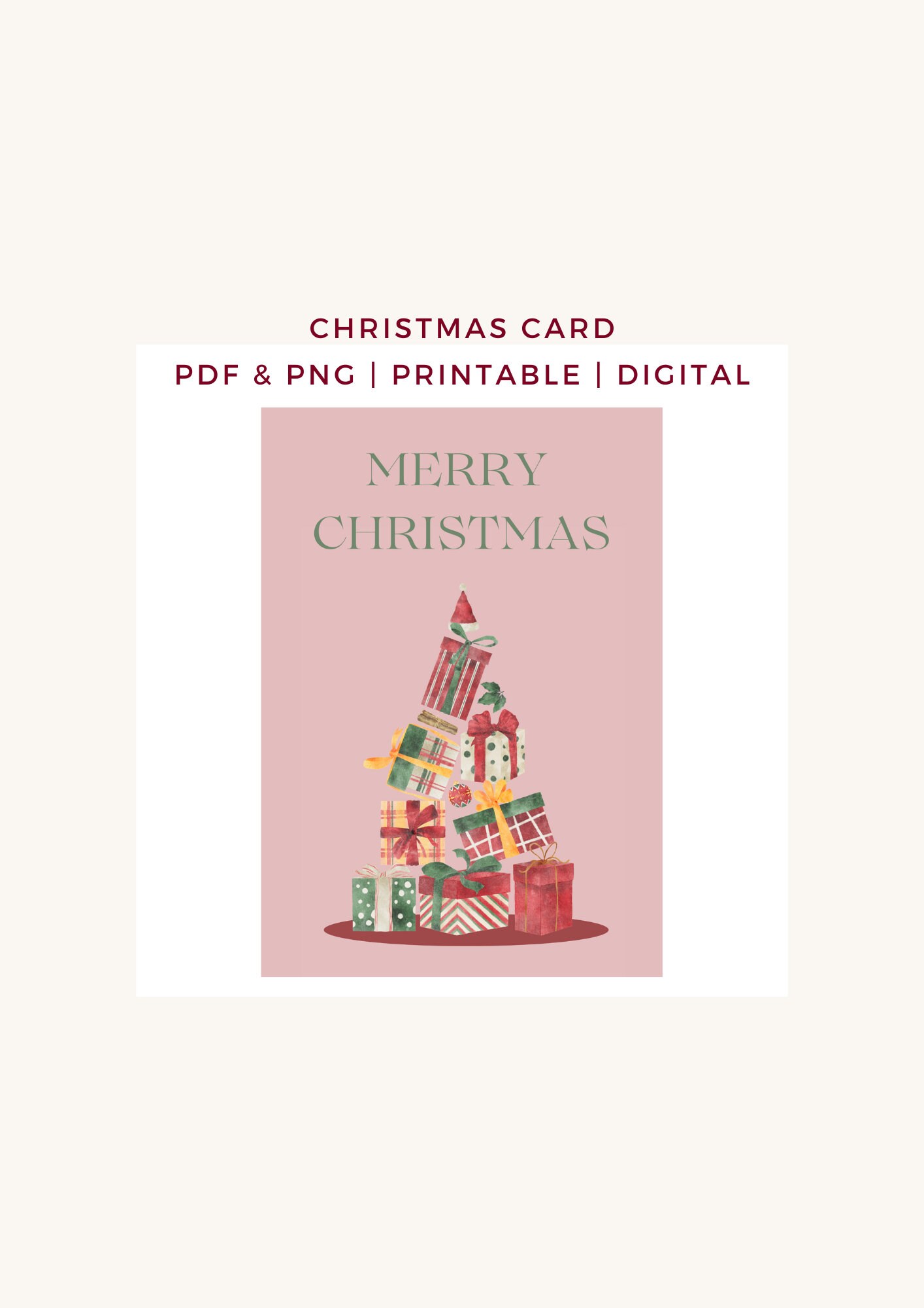 Christmas Card Printable Card Instant Download Digital Postcard PDF ...