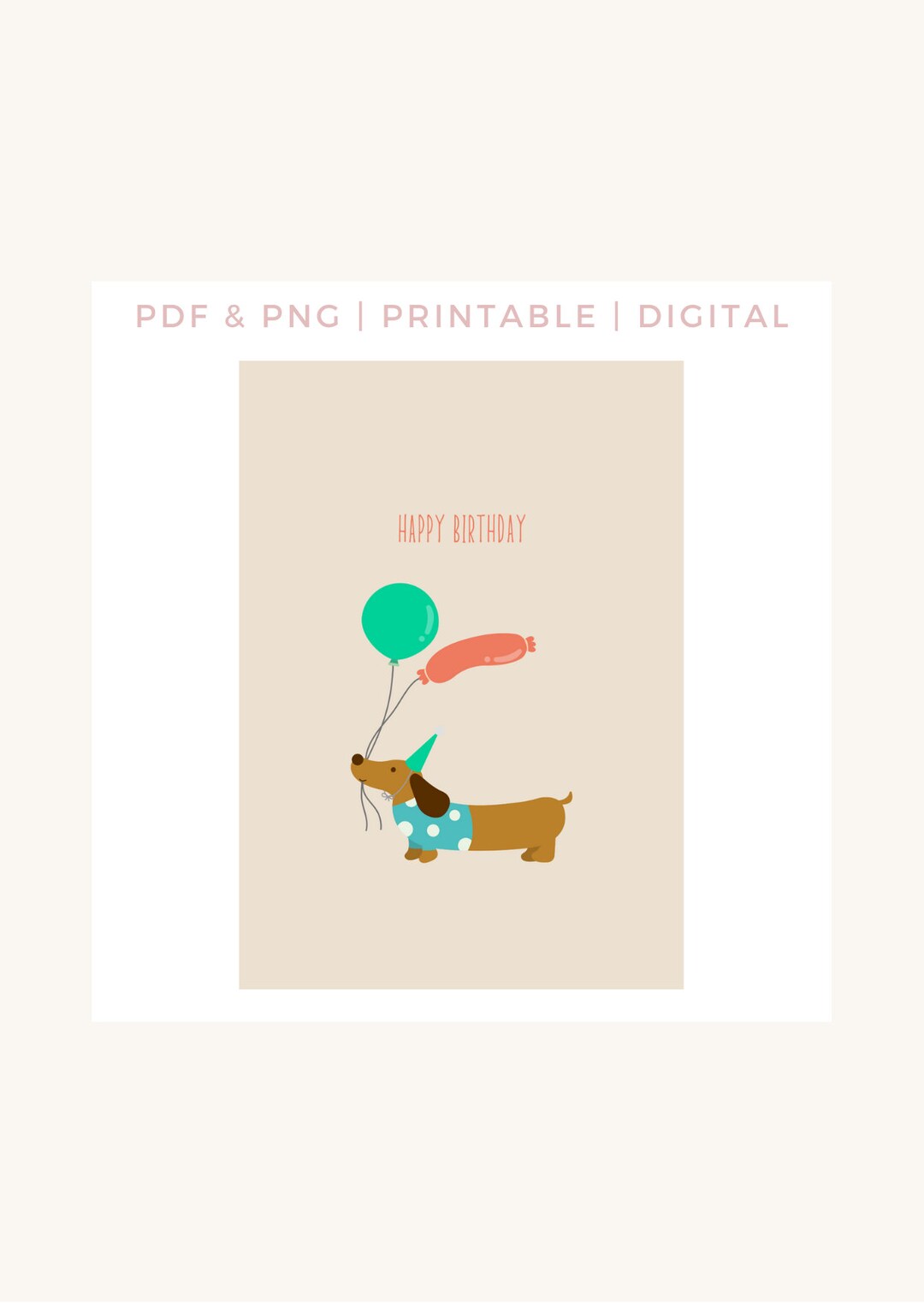 Happy Birthday Card Dog Lover Printable Card Instant Download Digital ...