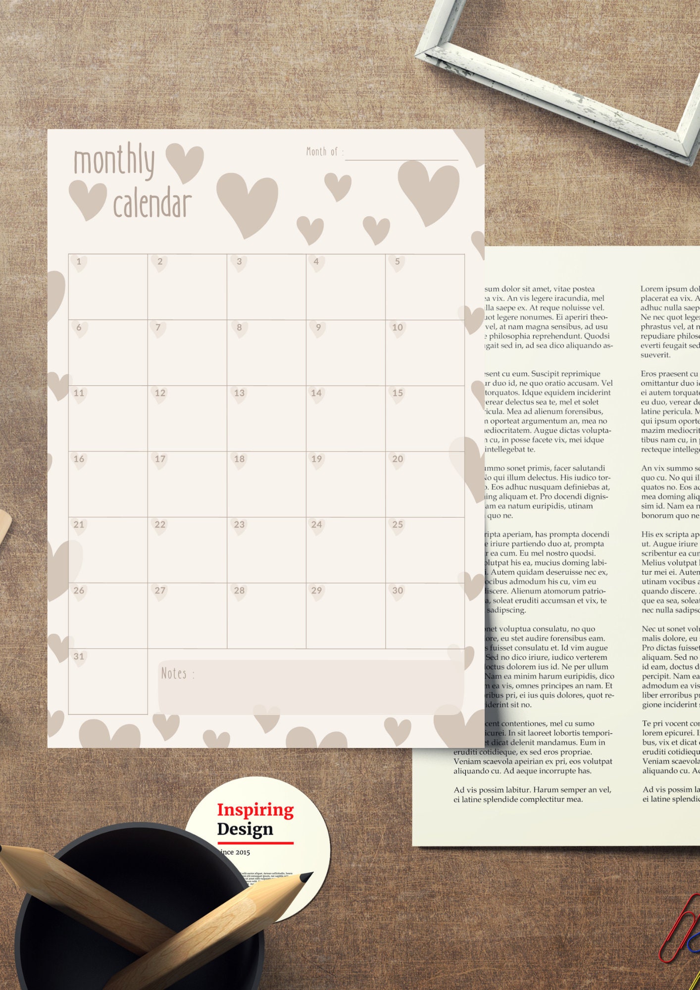 Mothly Planner Calendar PDF Monthly Plan Printable Digital Download ...