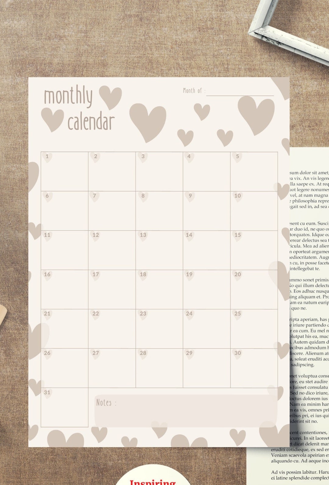 Mothly Planner Calendar PDF Monthly Plan Printable Digital Download ...